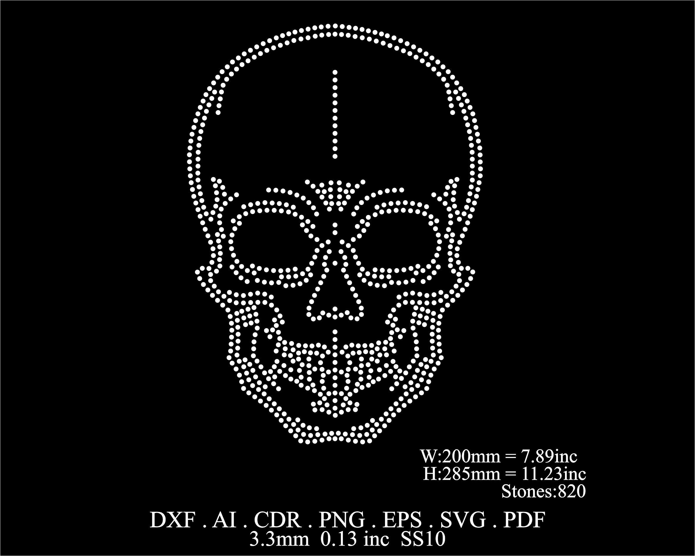 Rhinestone Skull Template Rhinestone Ss10 Skull Template Svg Png Dxf ...