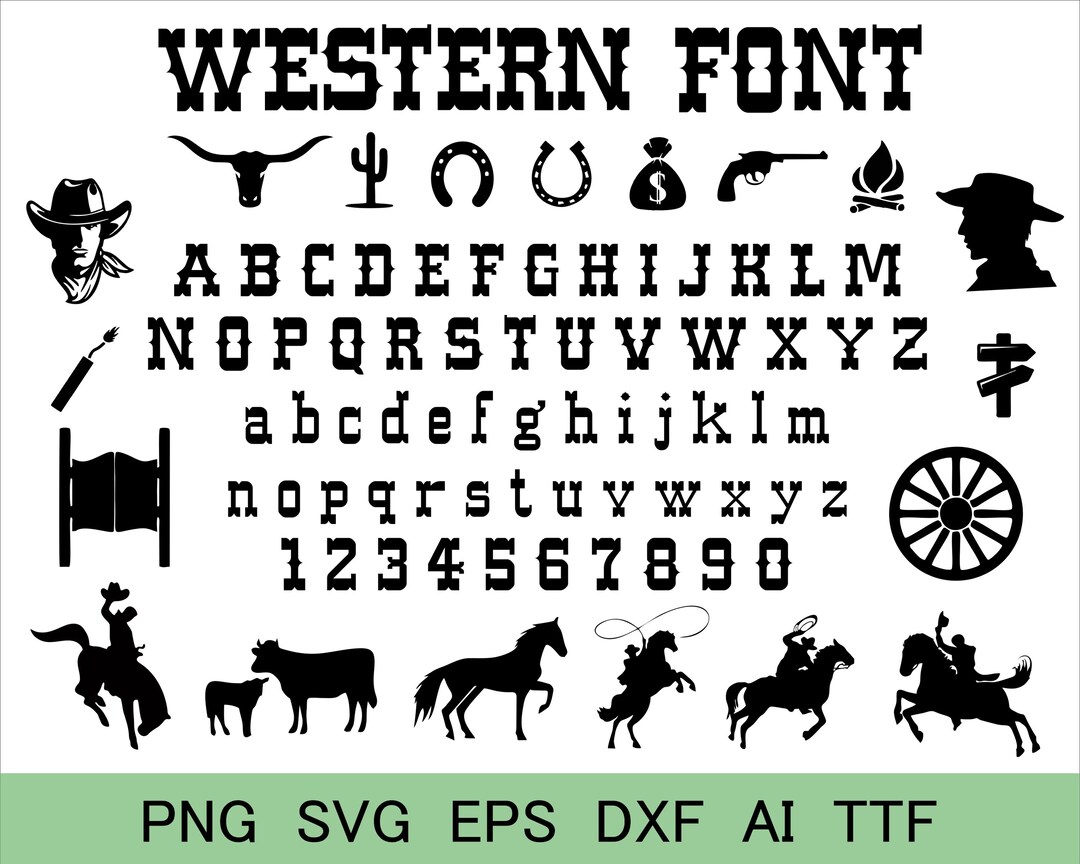 Western Font Svg Western Alphabet Svg Wild West Font Old West Font ...