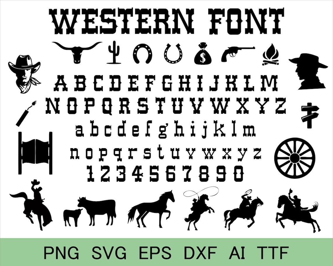 Western Font Svg Western Alphabet Svg Wild West Font Old West Font ...