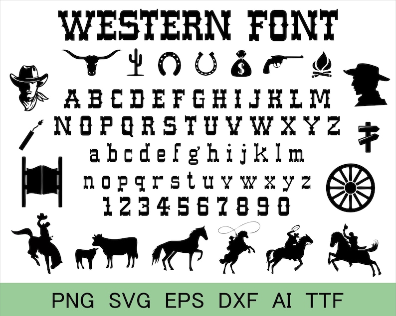 Western Font Svg Western Alphabet Svg Wild West Font Old West Font ...
