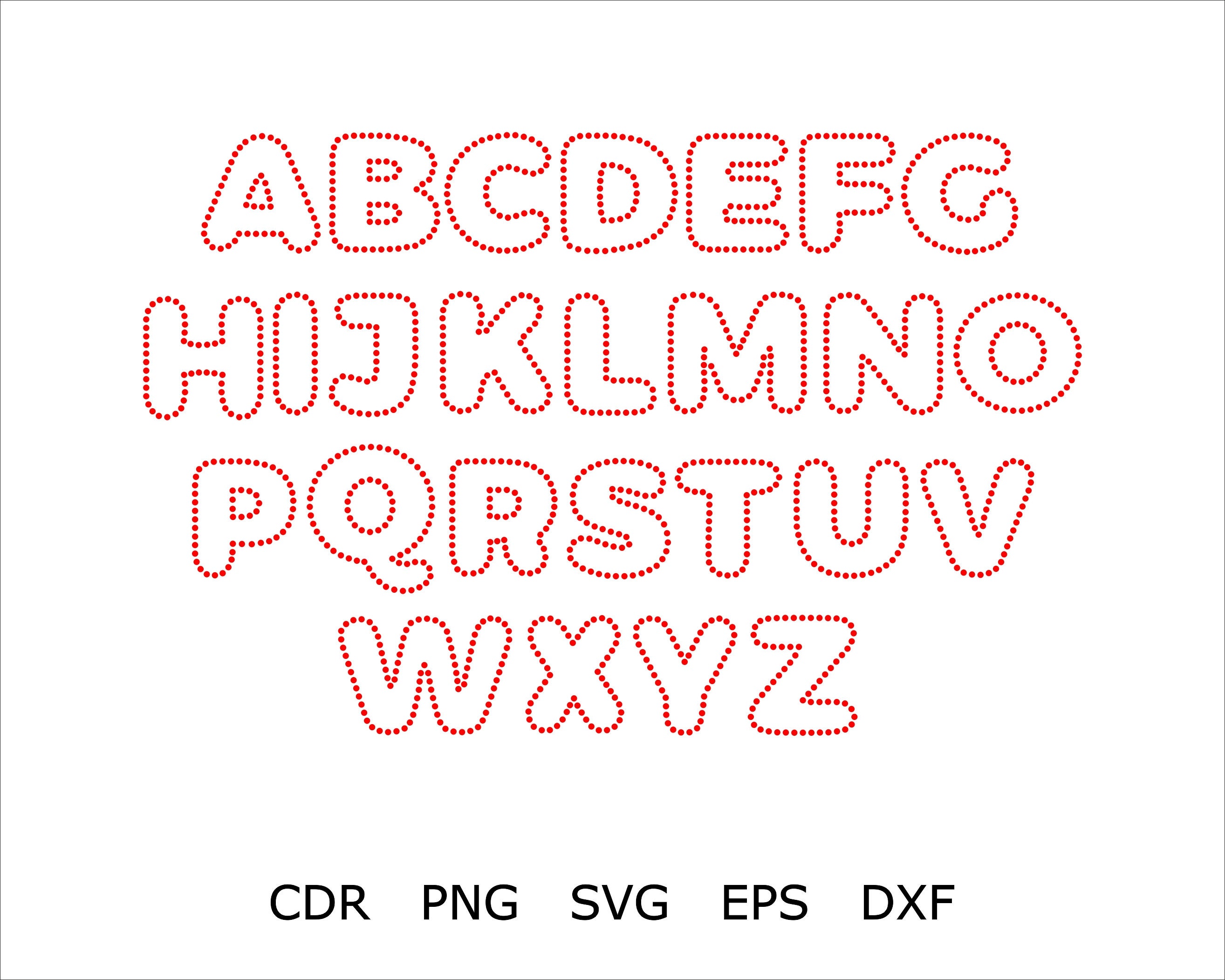 Rhinestone Font Template SS10-SS06 Fonts Rhinestone Alphabet Template ...