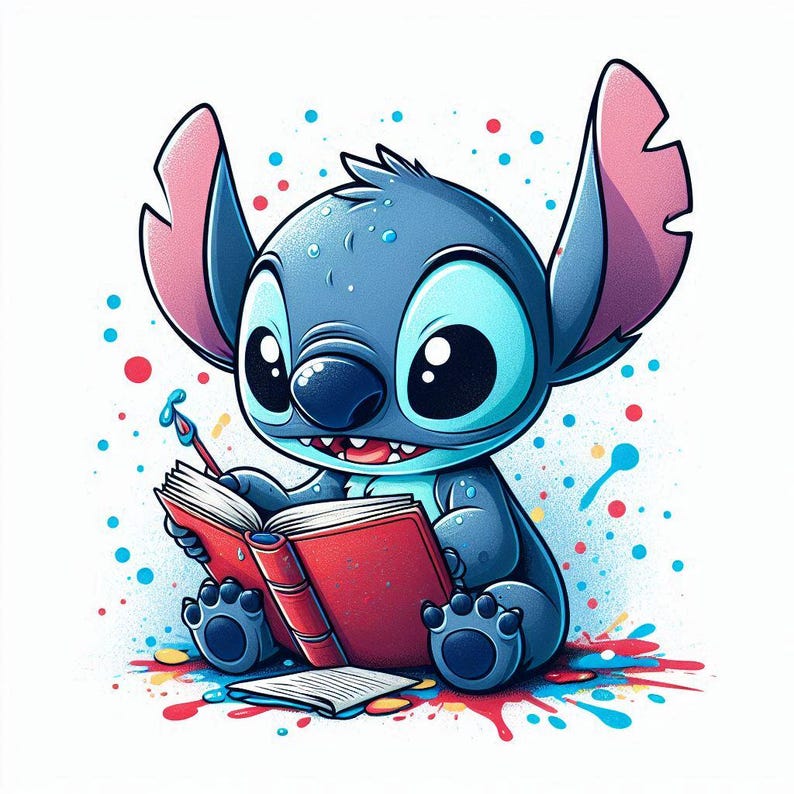 Stitch 5 Png Bundle Stitch Reading a Book Design Stitch Png High ...
