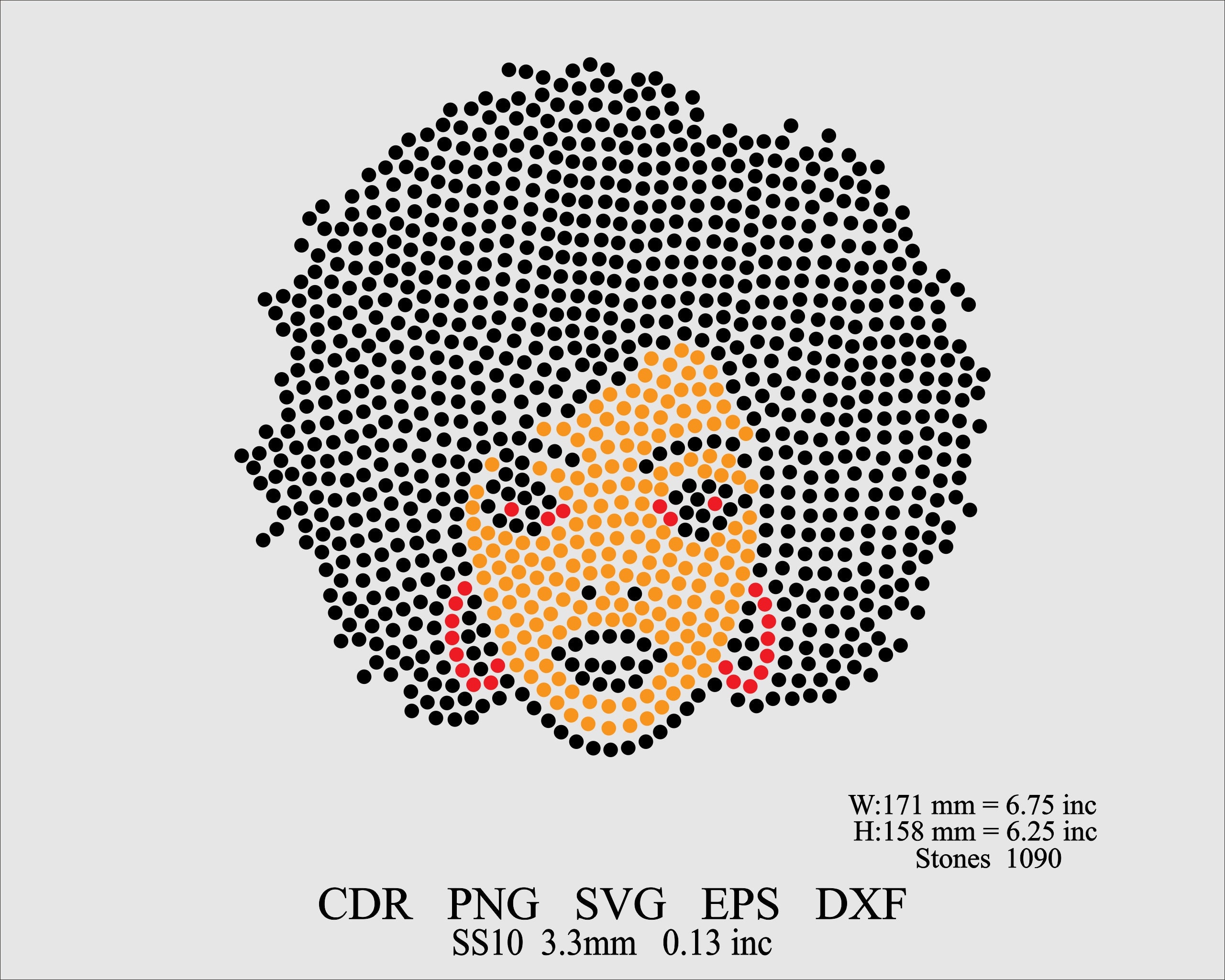 Rhinestone Afro Women Template Rhinestone Afro Girl SS10 Template ...