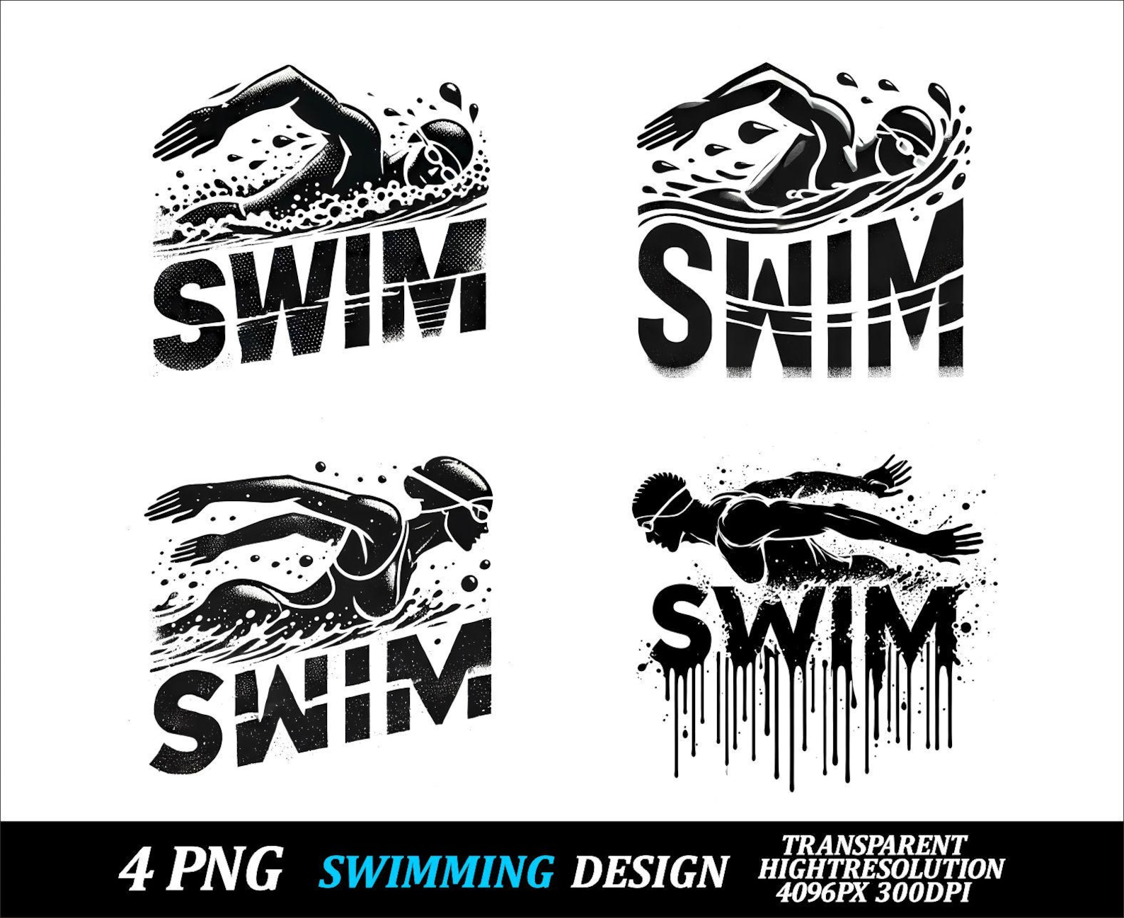 4 PNG Swim Bundle Design Swimming Png Swimmer Png Digital Download Swim ...
