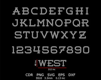 Rhinestone Alphabet Template Svg Rhinestone Letters Svg Dxf SS10 ...