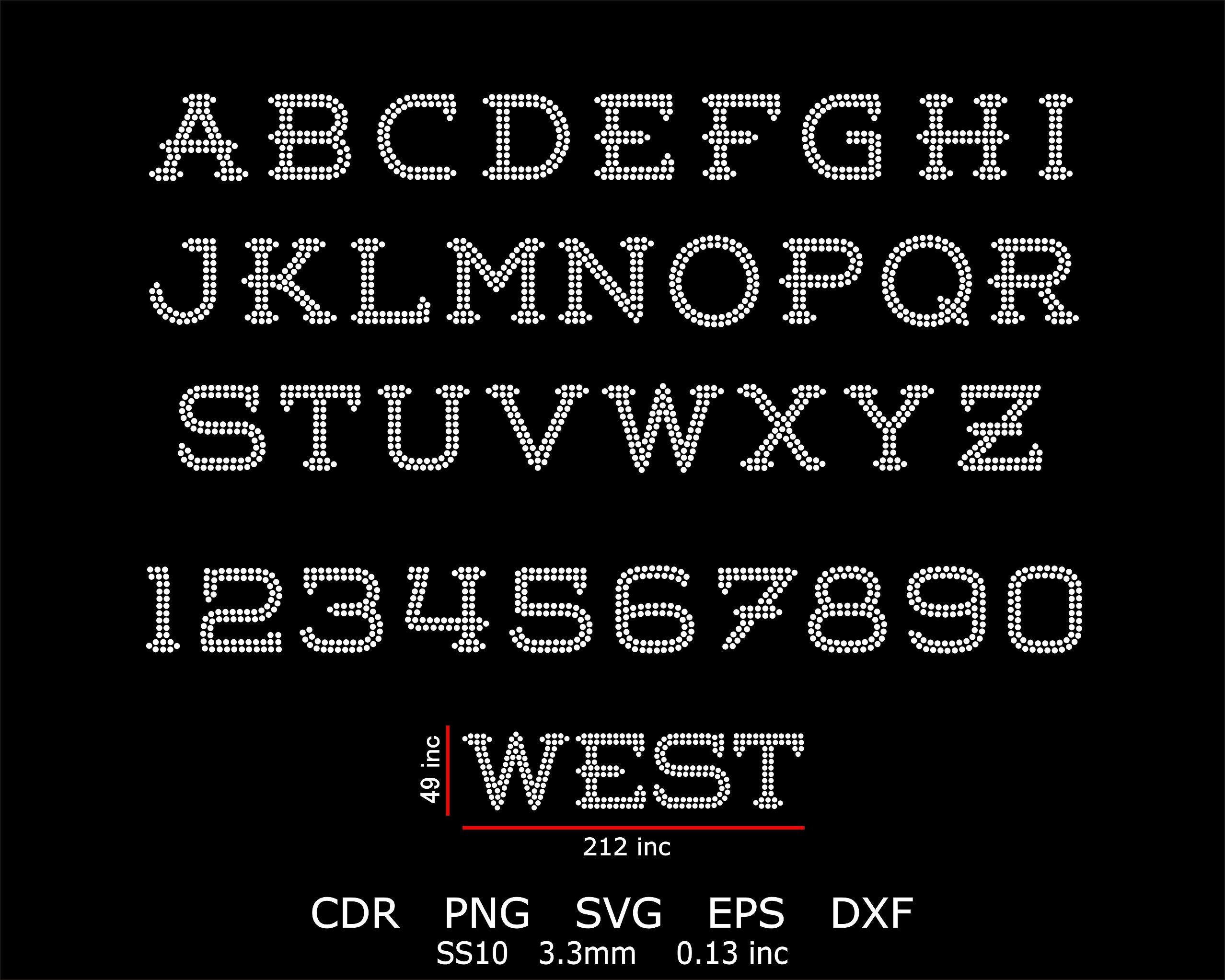 Rhinestone Font Template Svg Rhinestone Alphabet Design Png Eps Dxf ...