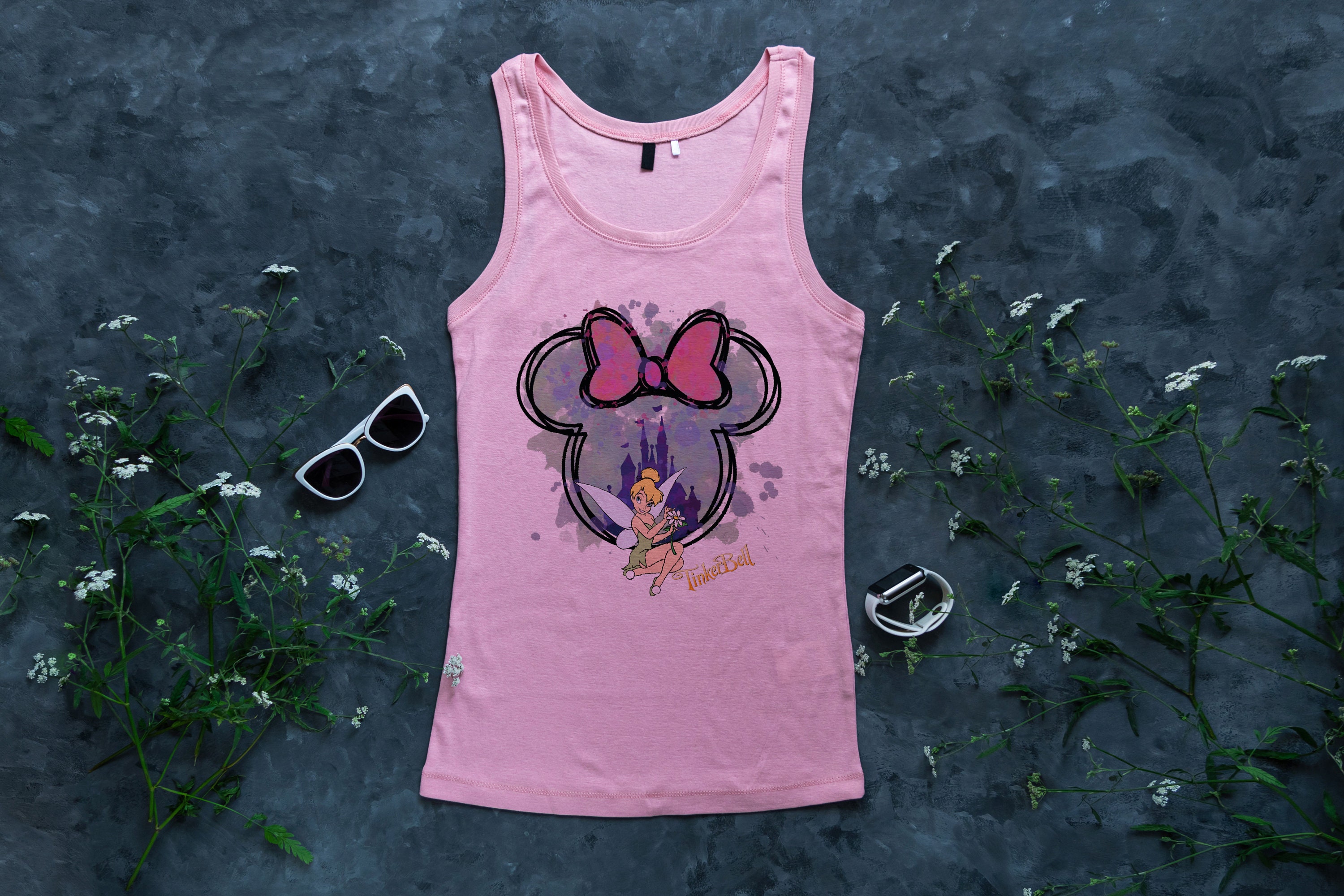 Tinkerbell Princess Tank Top, Watercolor Princess Tank Top, Disney ...