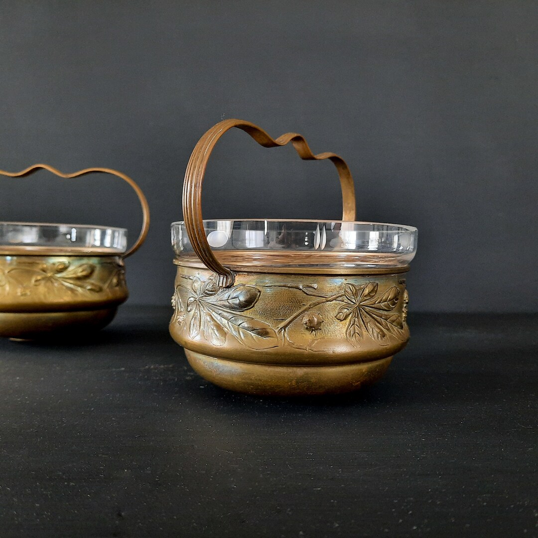Art Deco Brass & Crystal Decorative Cup With Handle, for ONE Bowl ...