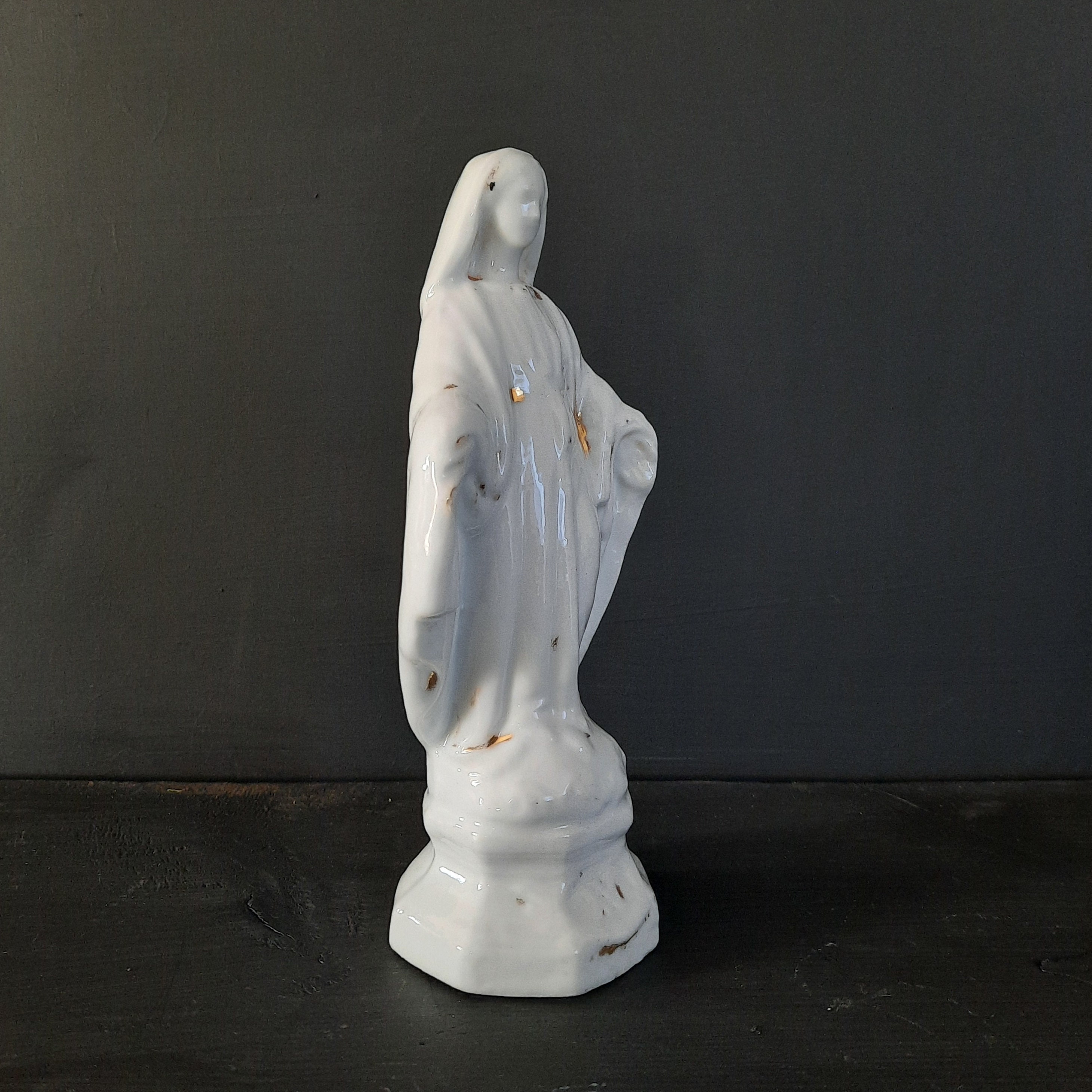 Vintage Porcelain Virgin Mary Statue, Serene Religious Figurine ...