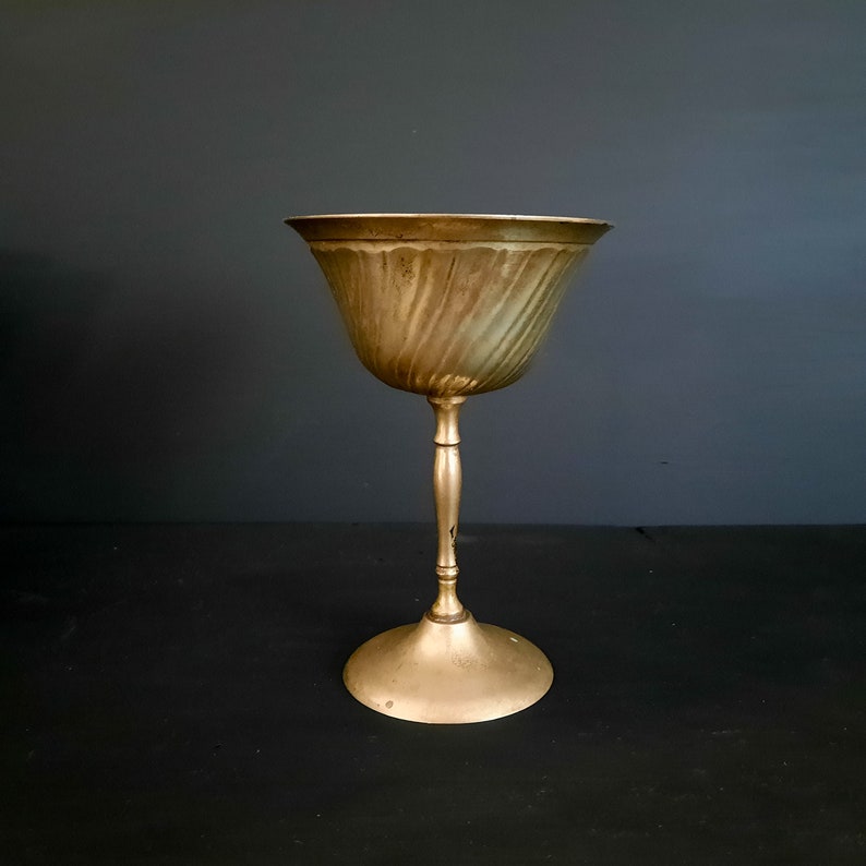 Vintage Brass Ritual Chalice, Antique Golden Goblet, Esoteric Altar Cup ...