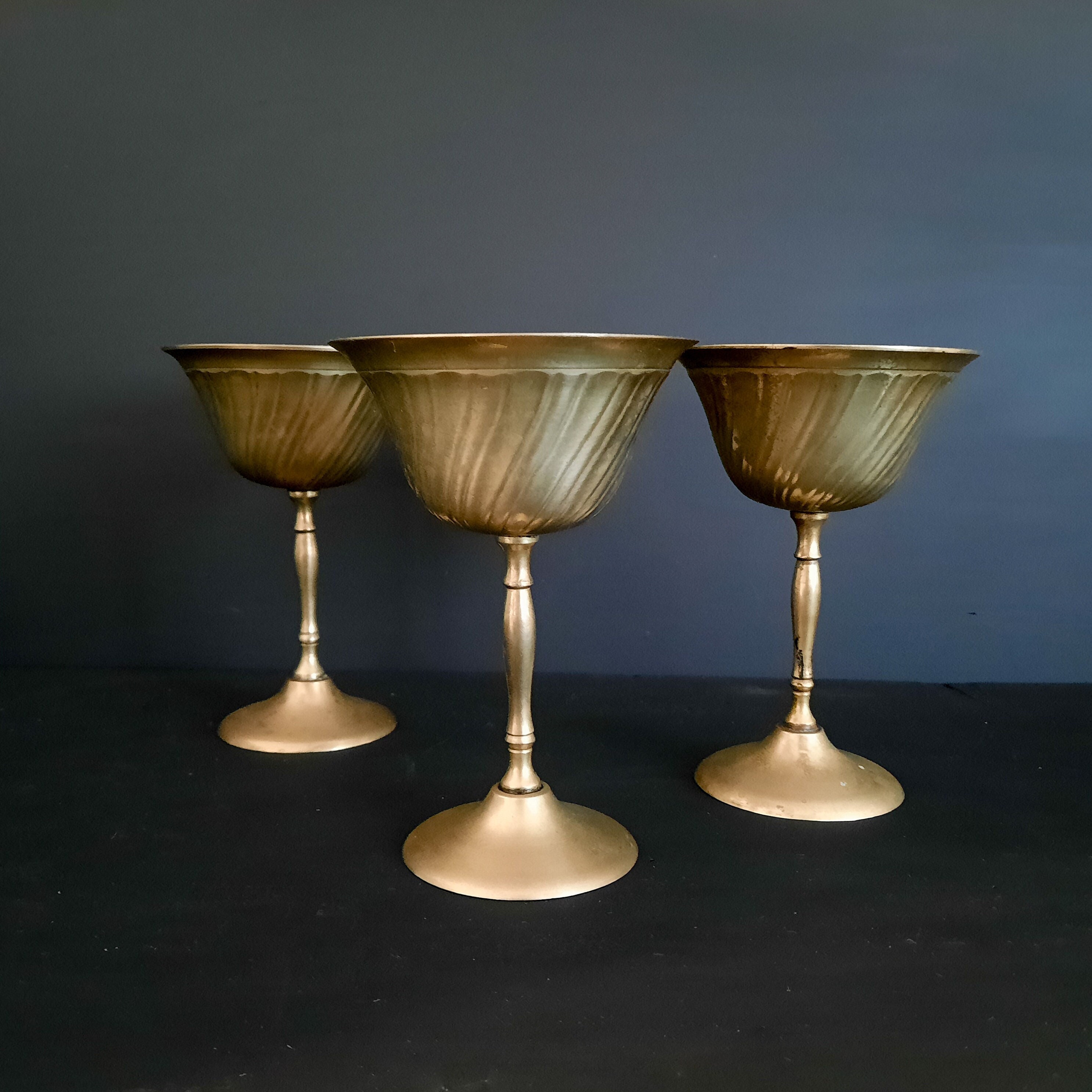 Vintage Brass Ritual Chalice, Antique Golden Goblet, Esoteric Altar Cup ...