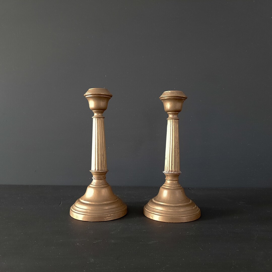 Eternal Flame Brass Candlestick Pair, Tall Pillars of Illumination - Etsy