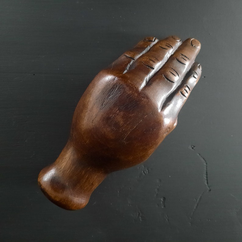 Vintage Wooden Hand Sculpture, Artisanal Ritual Offering Holder - Etsy