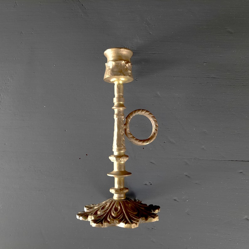 Floral Base Brass Candle Holder With Swivel Ring, Candle Holder With ...