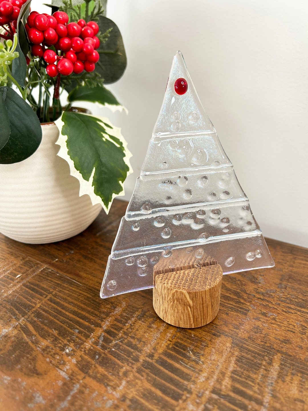 Glass Christmas Tree Red Clear Christmas Tree Handmade - Etsy
