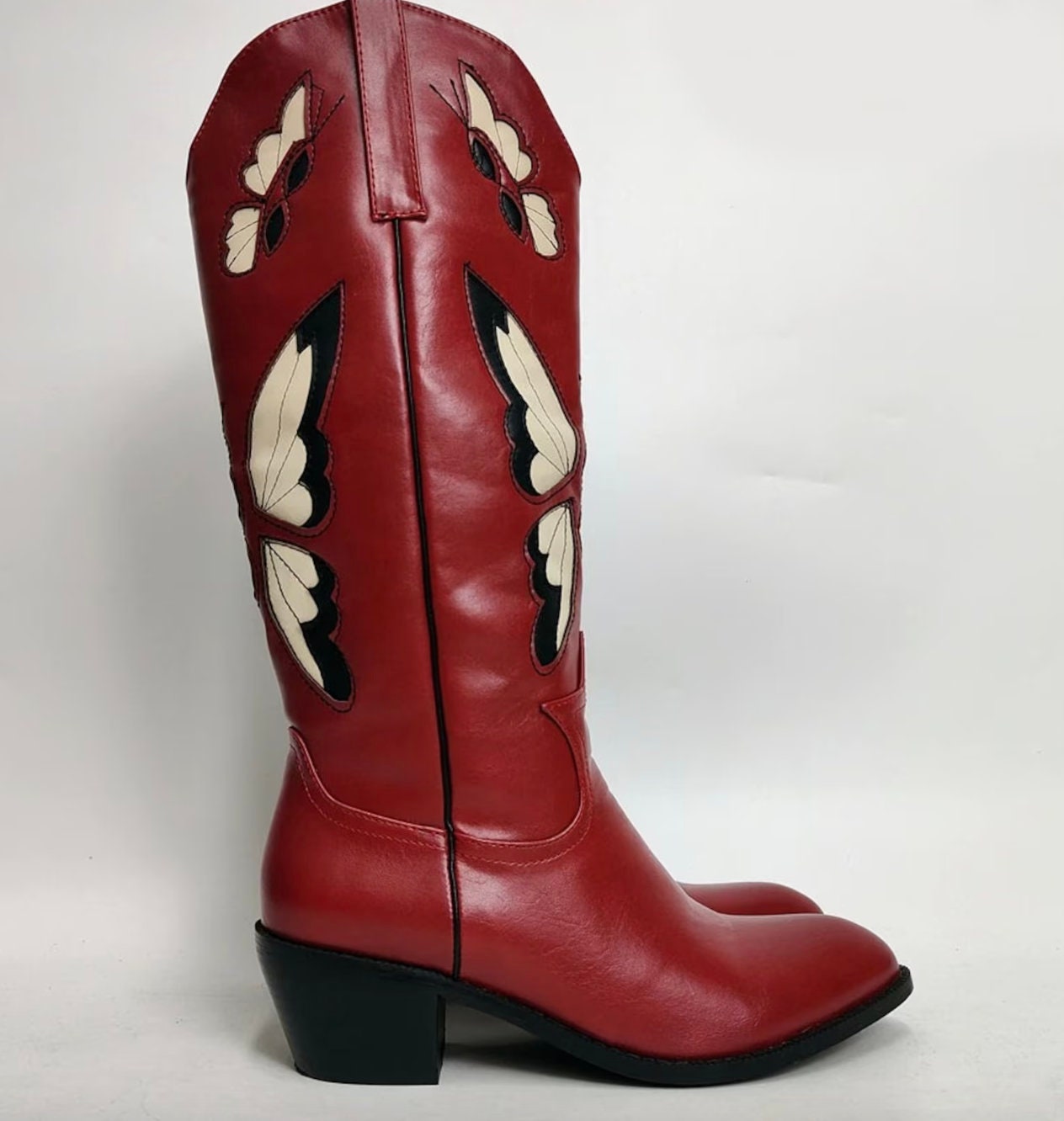 Womens Cowgirl Boots Butterfly Pattern Western Boots Cowboy Boots Teal Blue Cowgirl Boots - Etsy