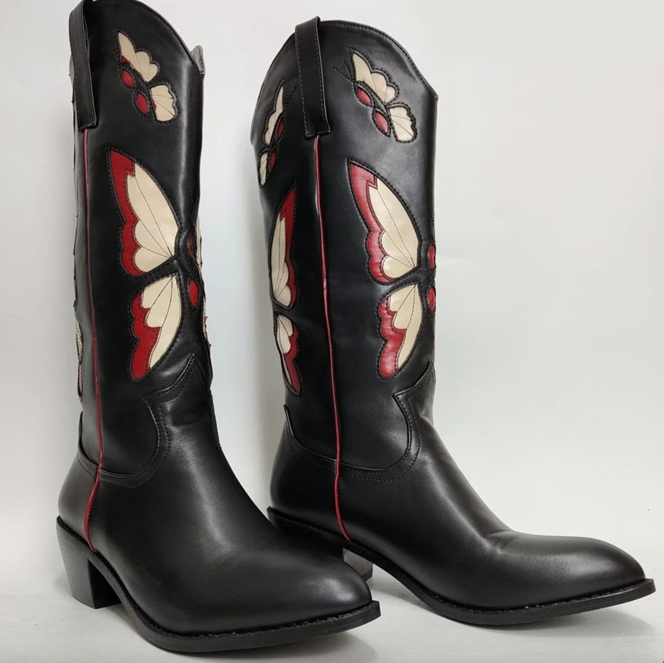 Womens Cowgirl Boots Butterfly Pattern Western Boots Cowboy Boots Teal ...