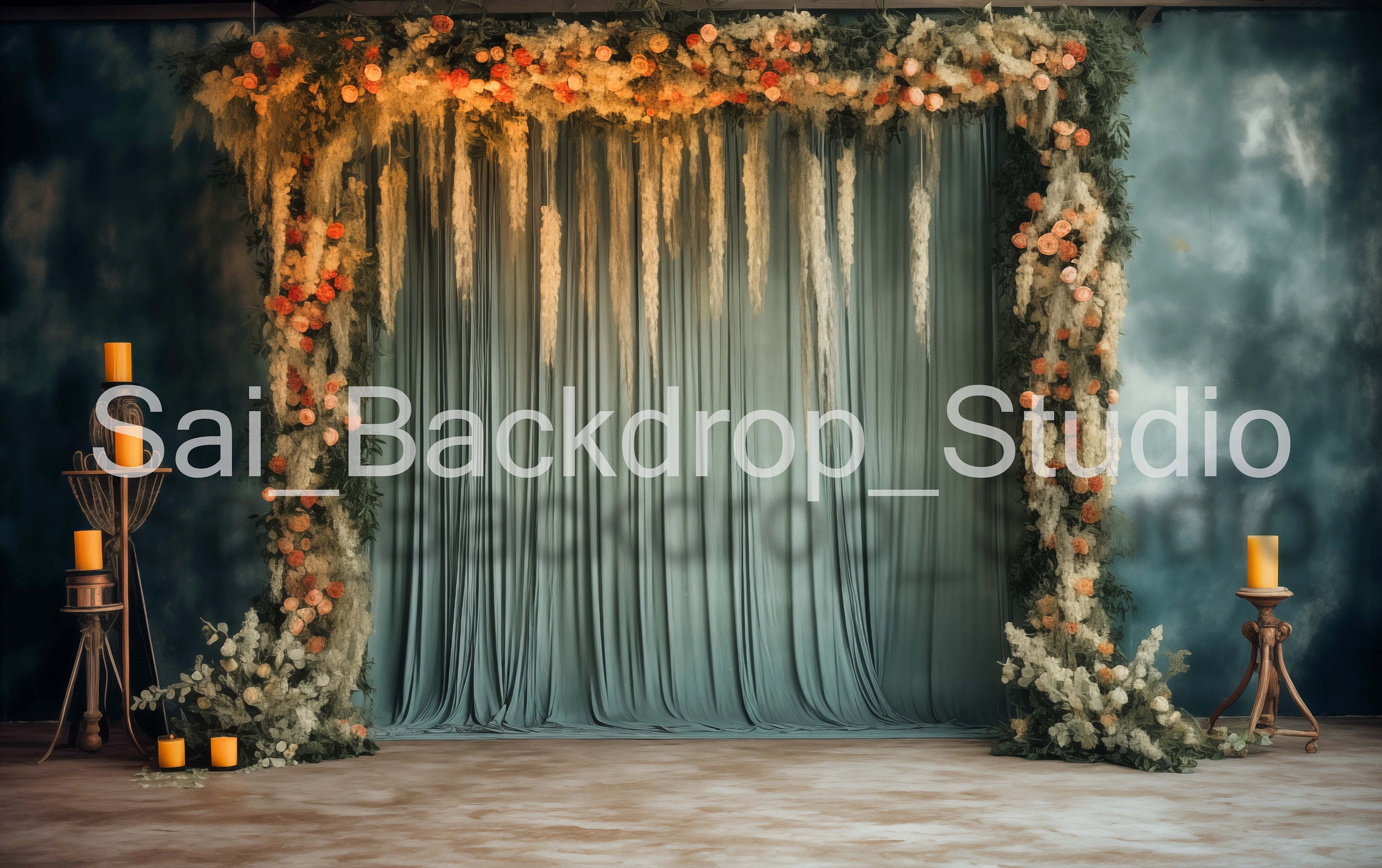 Indian Wedding Sangeet Backdrop Set of 36 , Yellow Theme , Photoshop ...