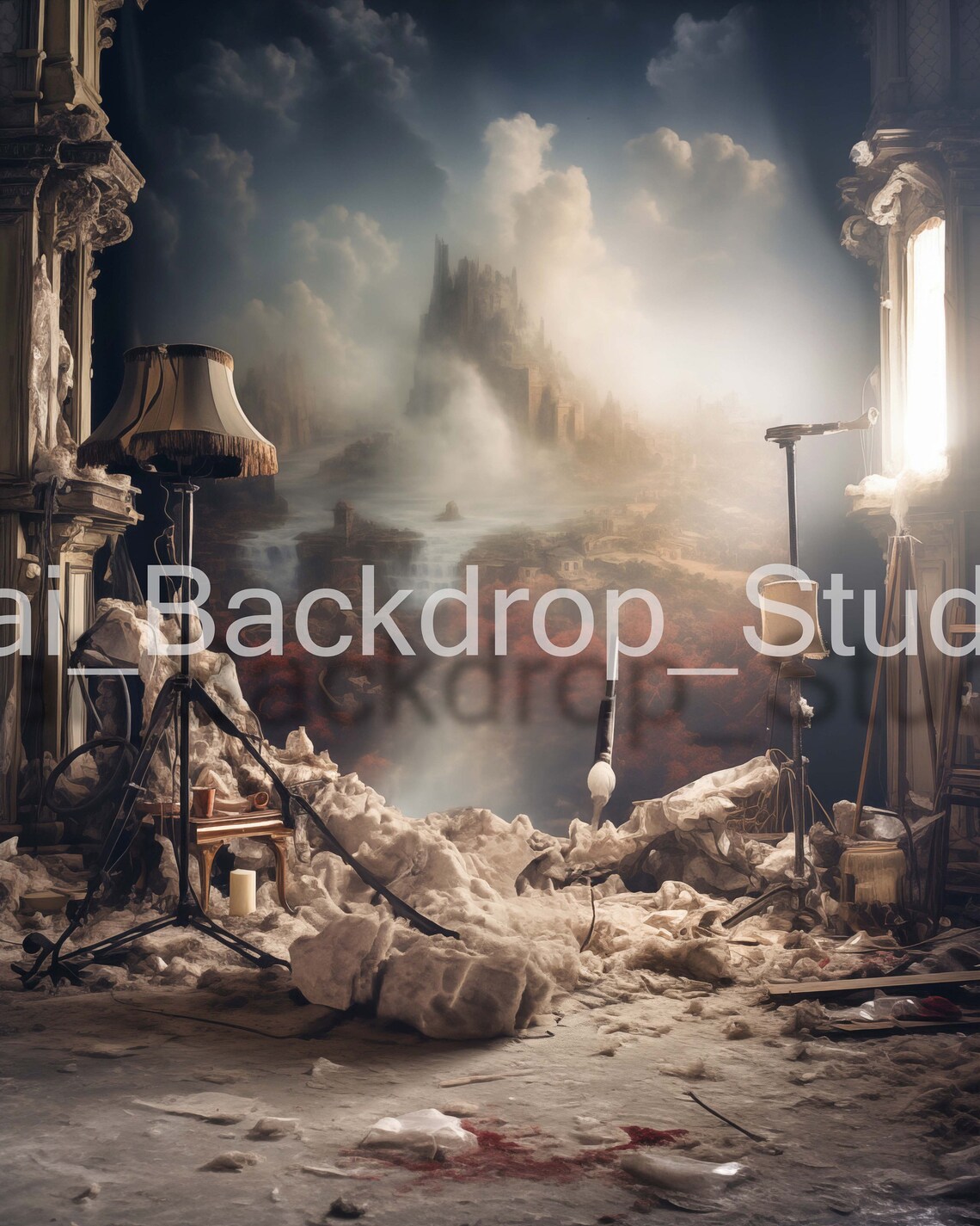 Dramatic Studio Set of 5 Digital Backdrops, Maternity Backdrop Overlays ...