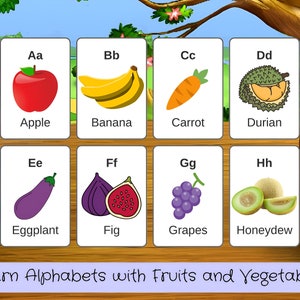 Printable Montessori Flash Cards Alphabets Fruits and - Etsy