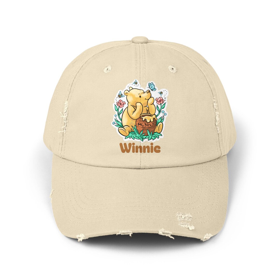 Personalized Winnie the Pooh Yellow Bear Unisex Distressed Cap | "your ...