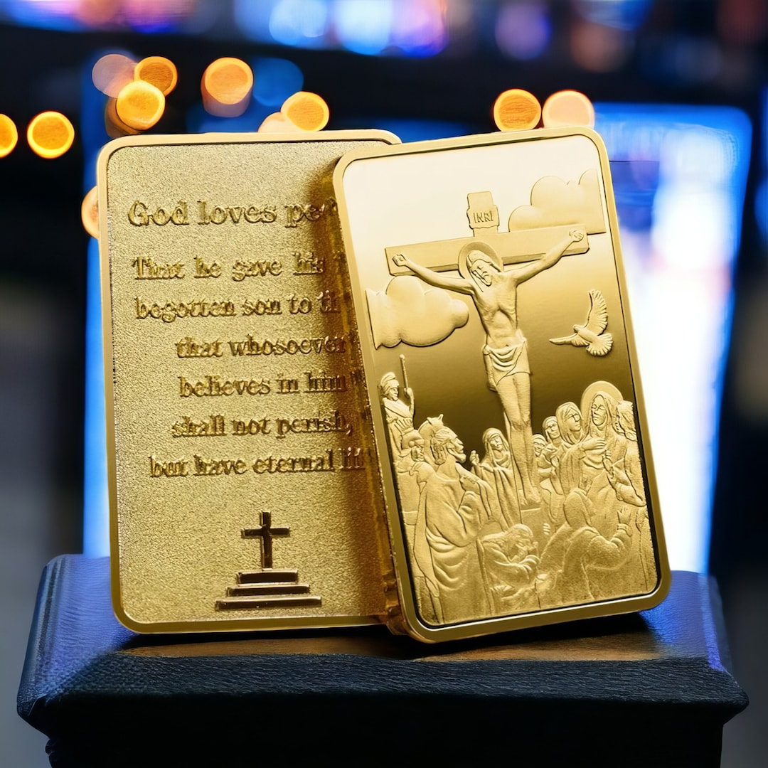 Sacred Christianity Gold Cross Bar Gold-plated Collectible Coin ...