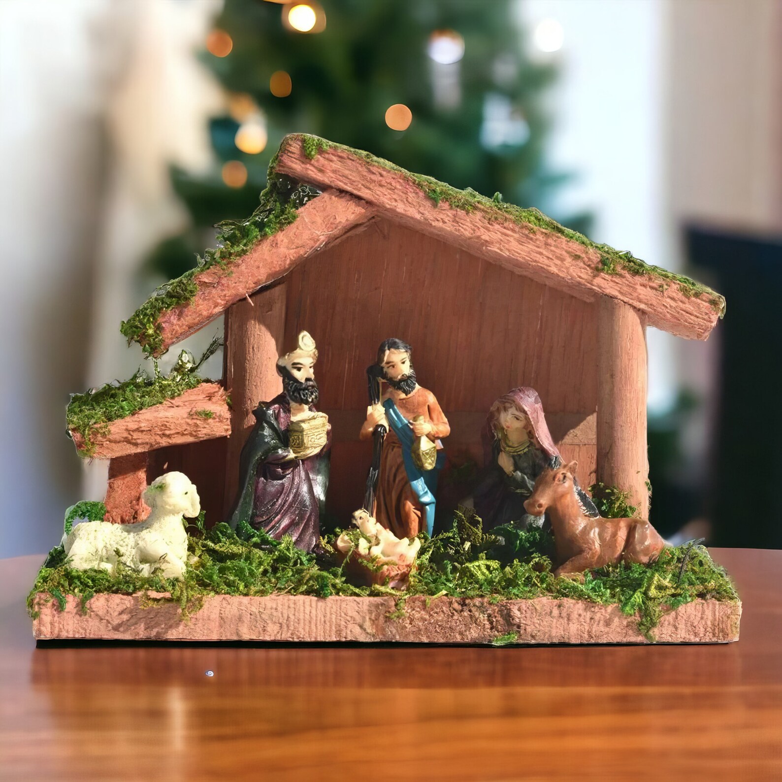 New Christmas Nativity Scene Set: Resin Jesus Birth Statue, Manger ...