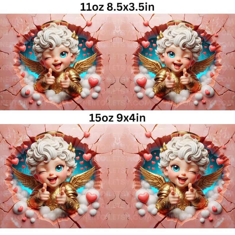 Cupid Mug Wrap Png 11oz 15oz 3d Hole in a Wall Sublimation Design ...