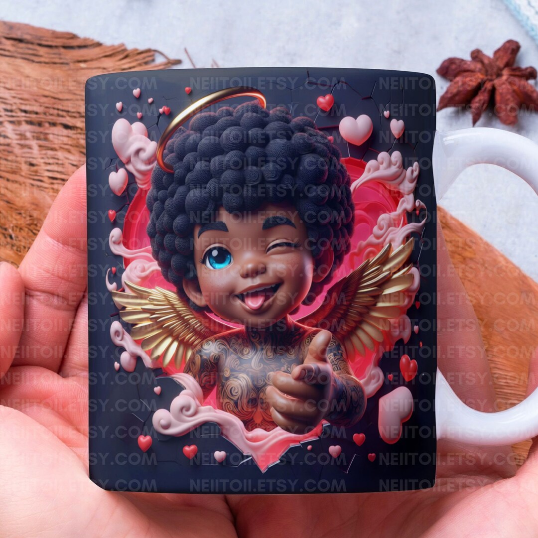 Cupid Mug Wrap Png 11oz 15oz 3d Hole in a Wall Sublimation Design ...