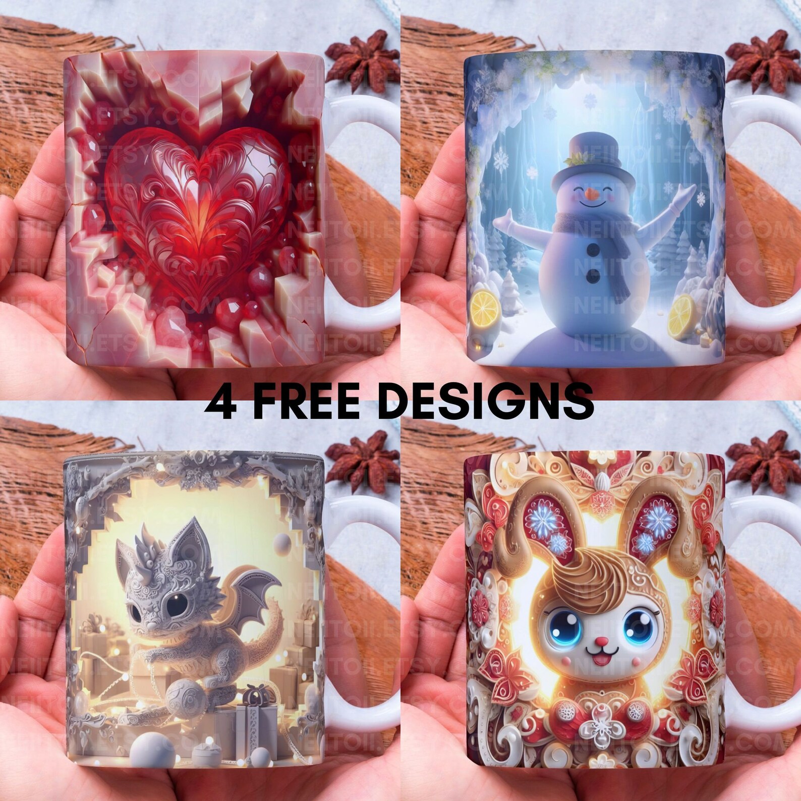 Angel Mug Wrap Png 11oz 15 Oz 3d Hole in a Wall Coffee Cup Sublimation ...