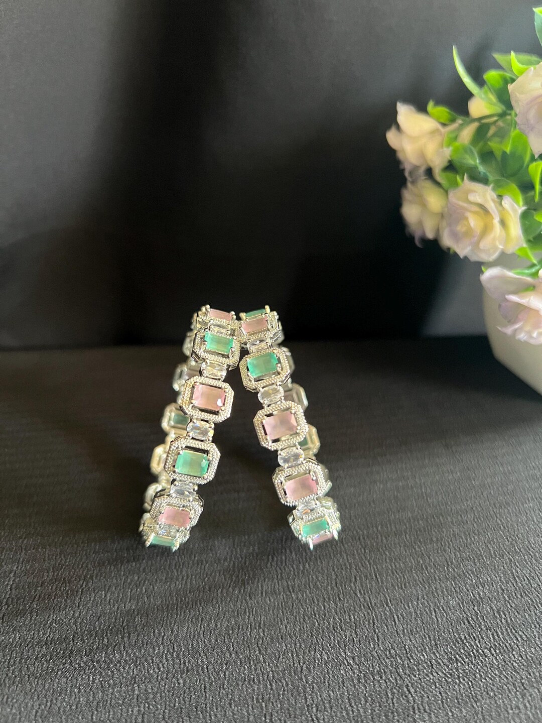 Mint Green & Pink Bangle Set, Indian Bangle Jewelry - Etsy