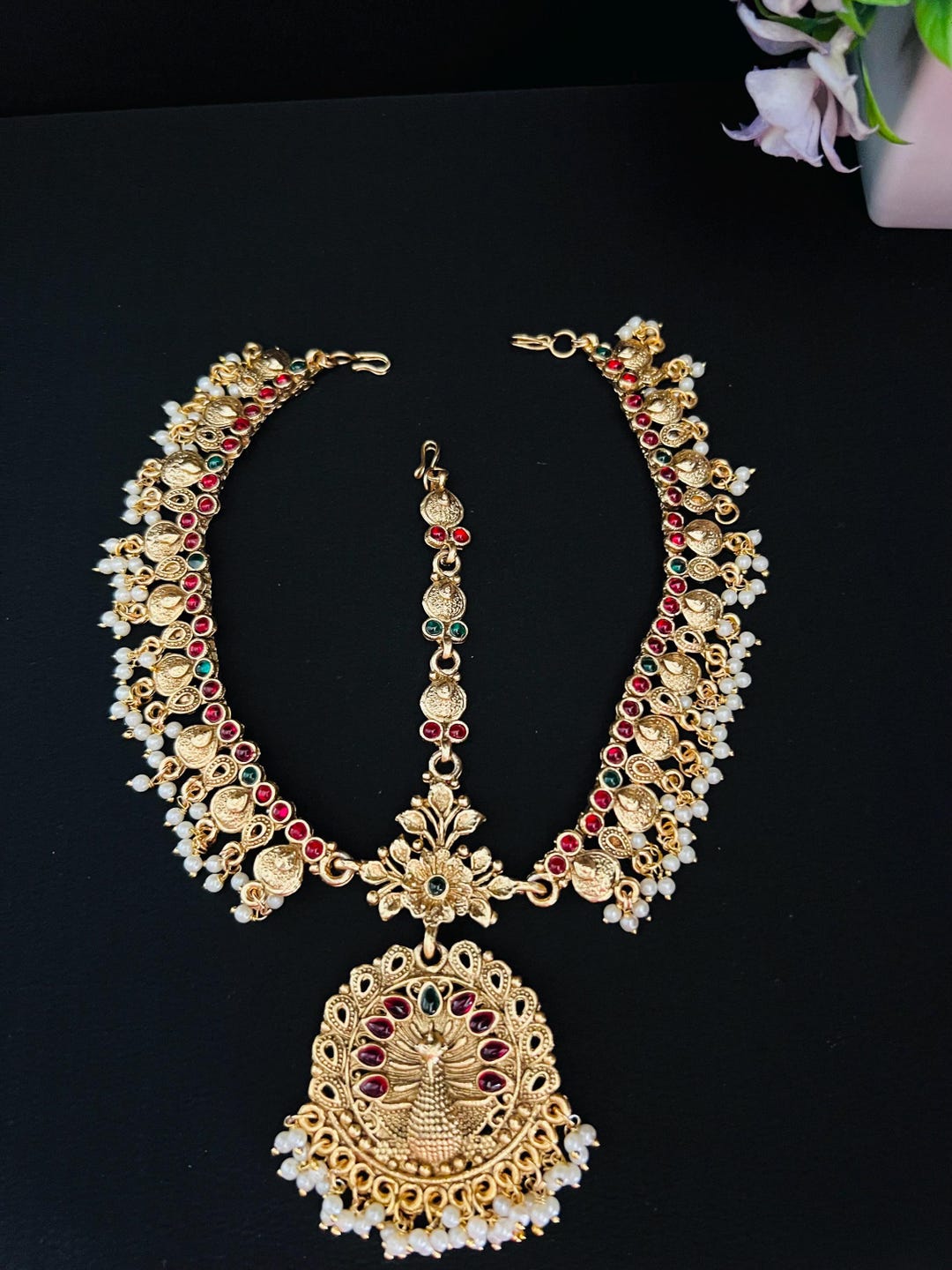 Kemp Tikka Headband/ Bharathanatyam Jada Billa/indian Hair Accessory ...