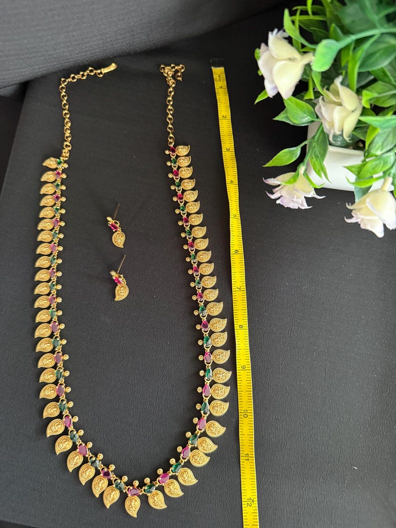 Premium Mango Long Haram With Matching Earrings/ Long Haram/ South ...