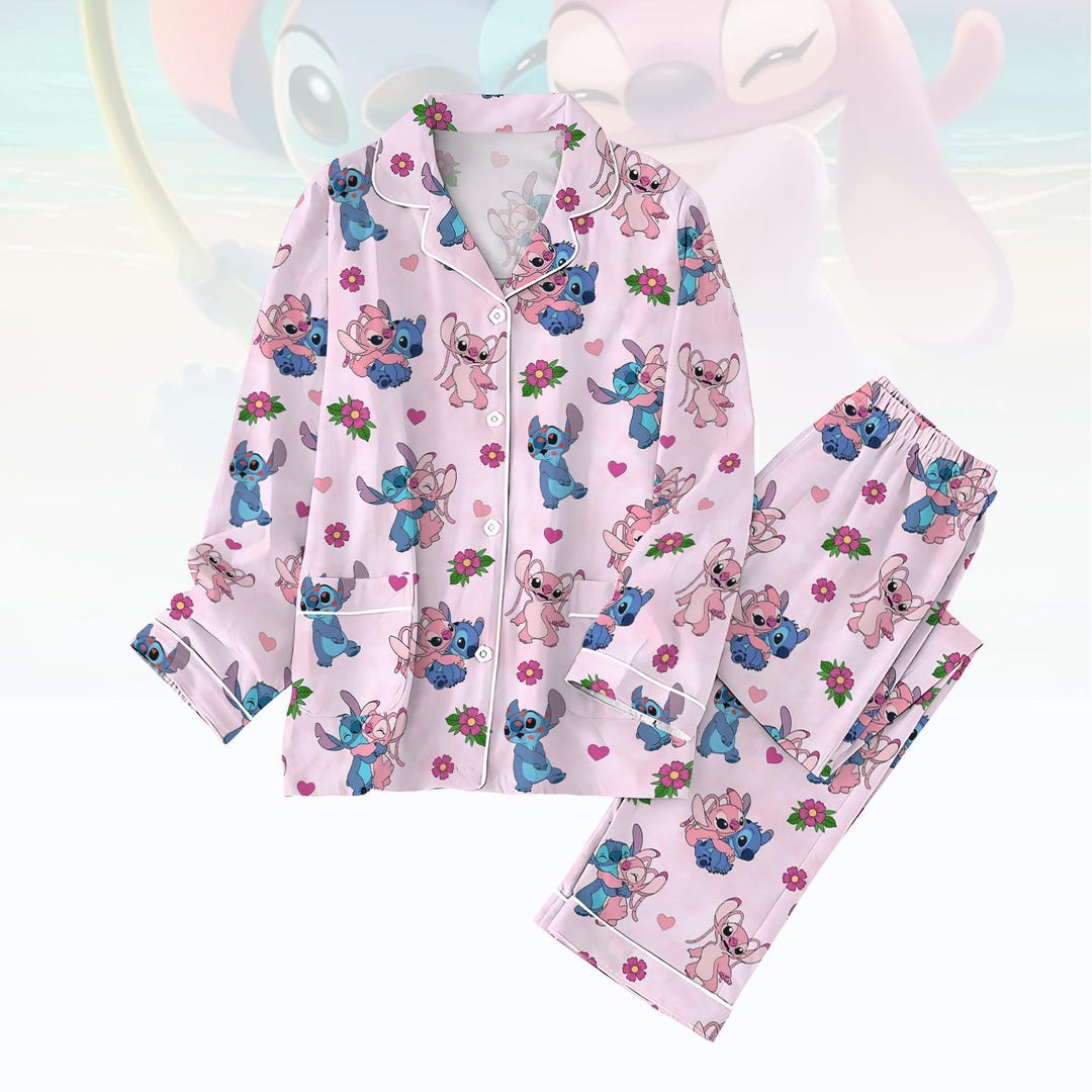 Stitch and Angel Pajamas Set, Disney Holiday Pajamas, Disneyland Trip ...