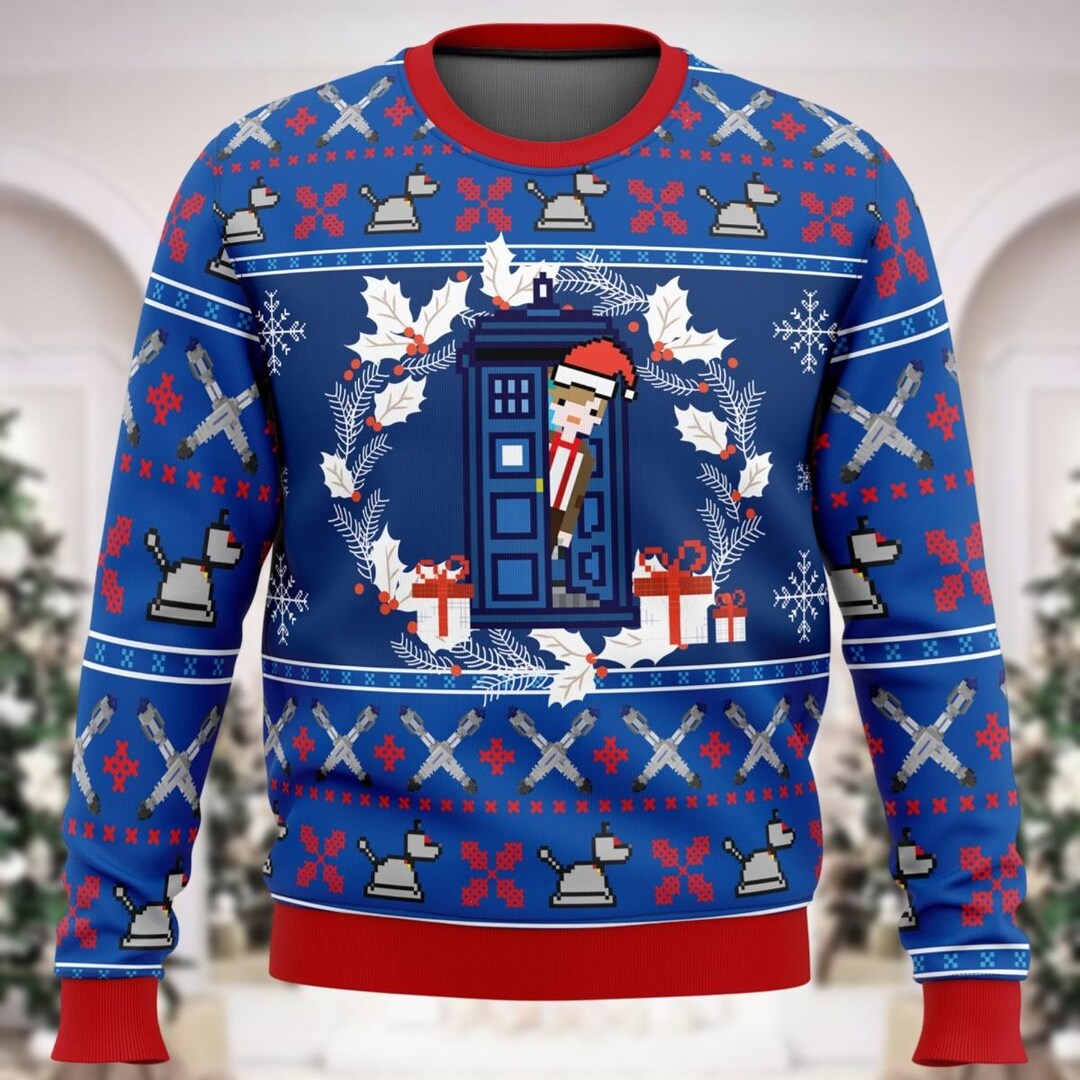 Christmas Doctor Who Ugly Sweater, Tardis Ugly Xmas Sweater, Police Box ...