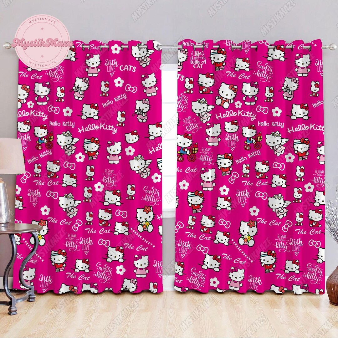 Hello Kitty Window Curtain, Kitty Cat Curtain, Hello Kitty Bedroom ...