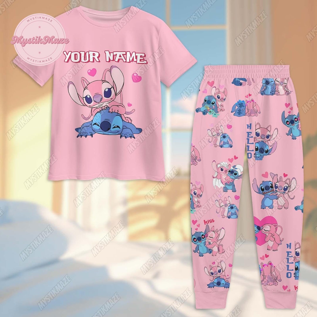 Personalized Stitch Angel Pajamas Set, Lilo Stitch Holiday Pajamas ...