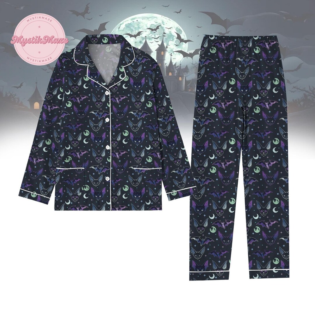Christmas Creepy Bat Pajamas Set, Goth Holiday Pajamas, Spooky Season ...