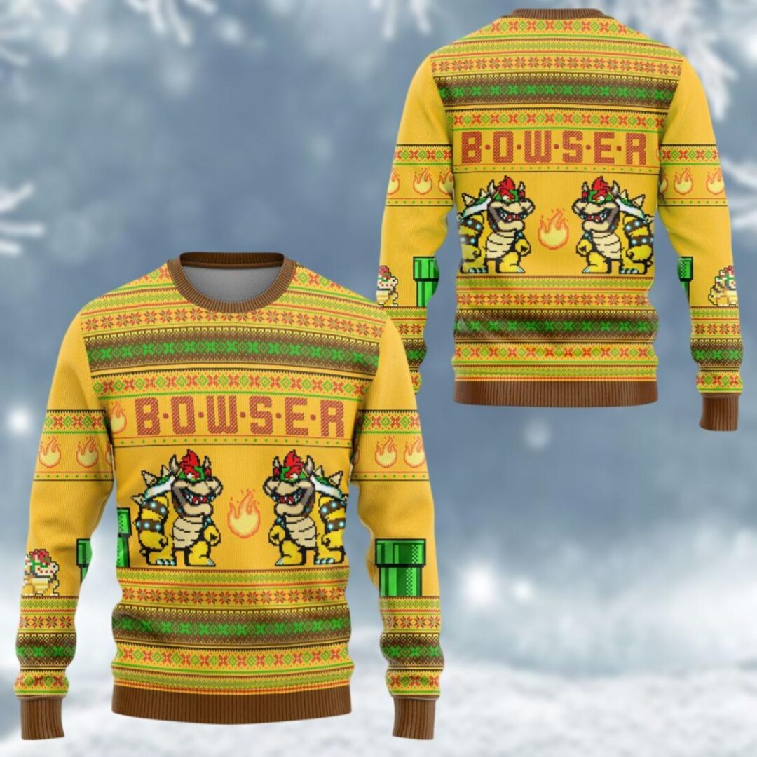 Christmas Bowser Pajamas Set, Super Mario Christmas Sweatshirt, Vintage ...
