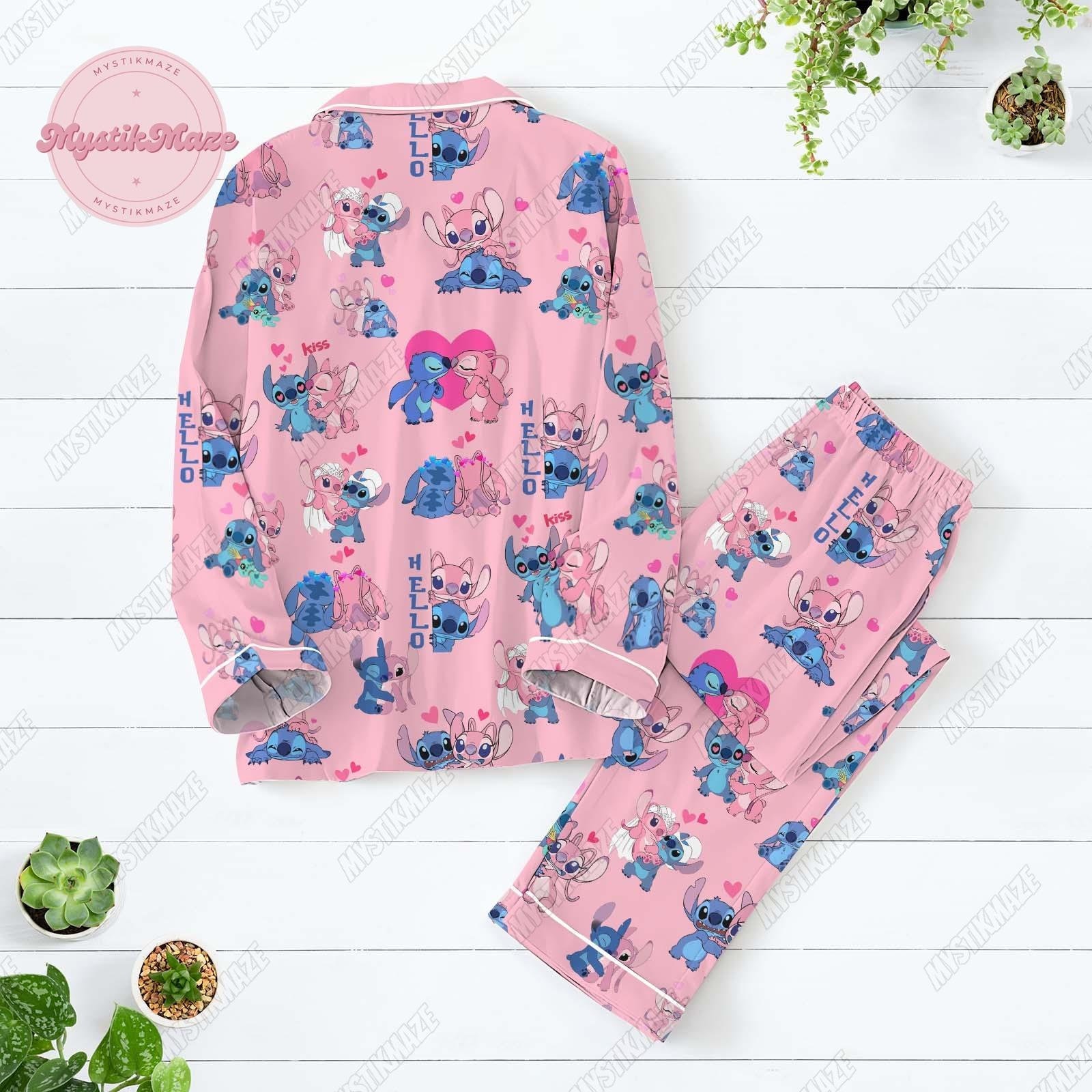 Stitch Angel Pajamas Set, Lilo Stitch Holiday Pajamas, Disney Stitch ...