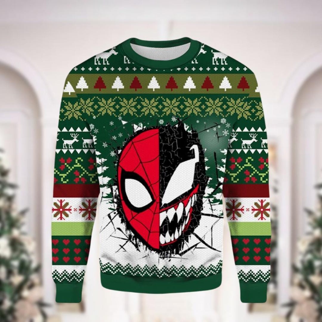 Spider Man and Venom Ugly Sweater, Disney Marvel Christmas Sweatshirt ...