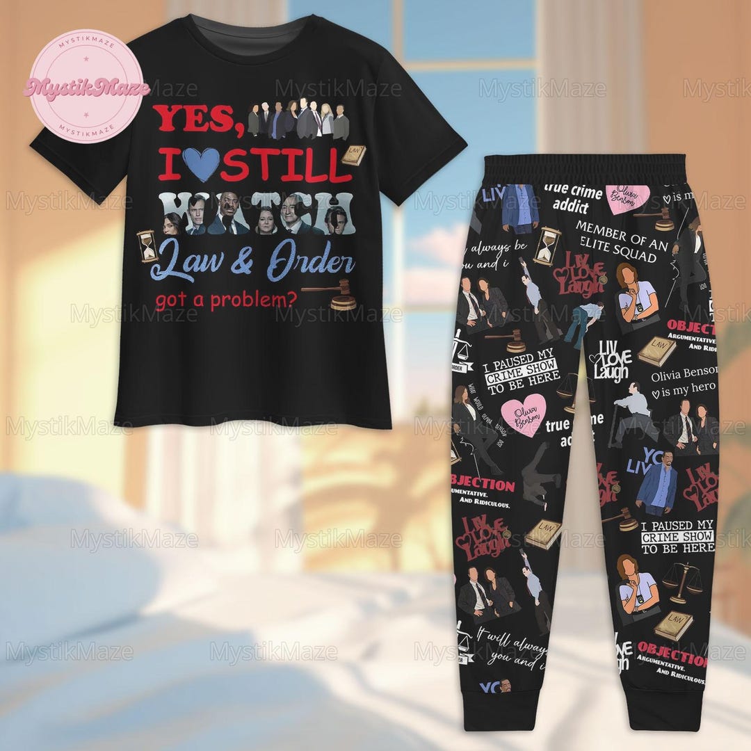 Svu Pajamas Set, Retro Svu Holiday Pajamas, Law and Order Tshirt, 90S ...
