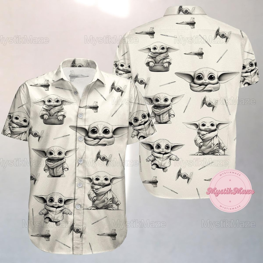 Baby Yoda Button Shirt, Baby Yoda Shirt, Baby Yoda Hawaiian Shirt, Star Wars Shirt, Baby Yoda ...