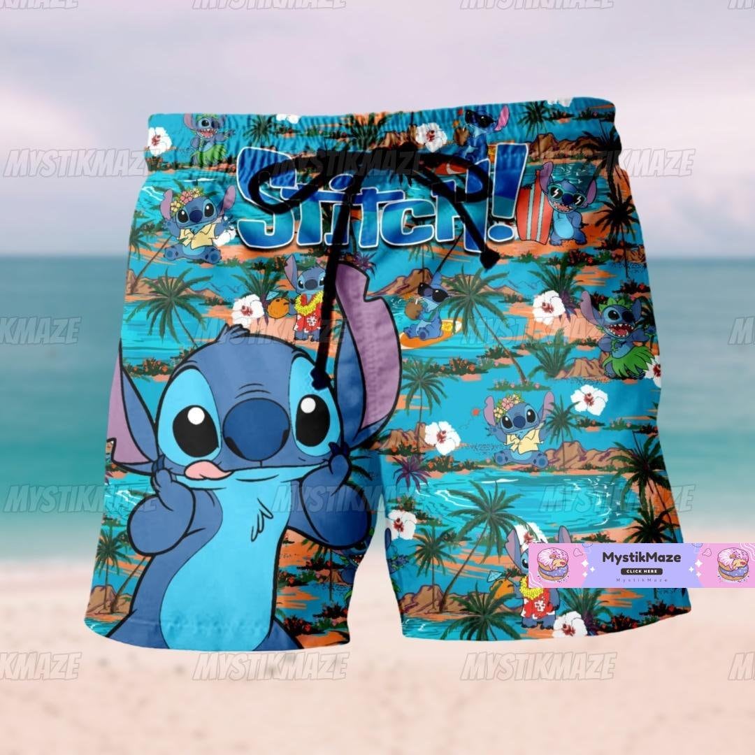 Stitch Short Men, Lilo Stitch Beach Short, Stitch Disney Beach Short ...