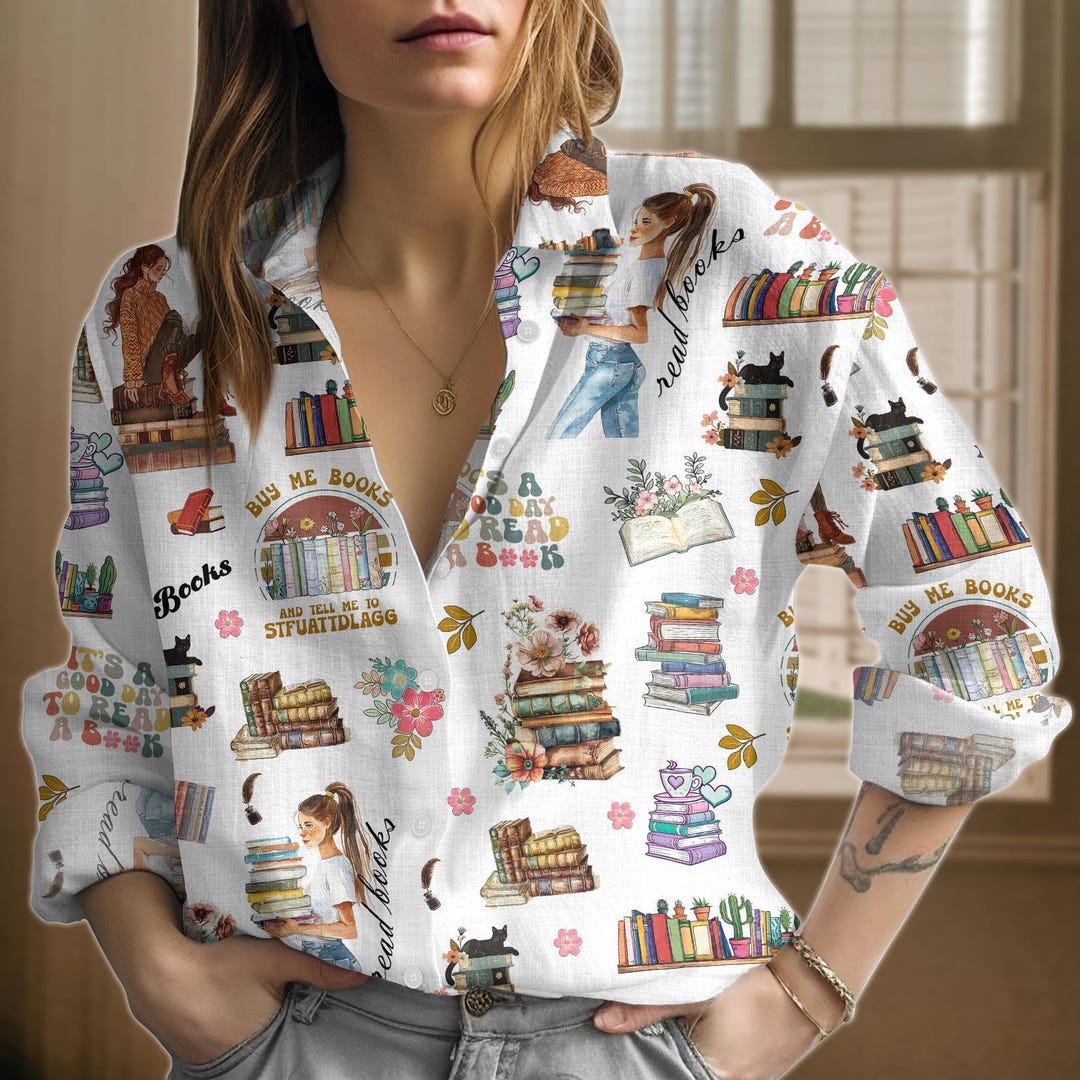 Book Lovers Blouse Shirt, Bookish Women Shirt, Women Blouses, Reading ...