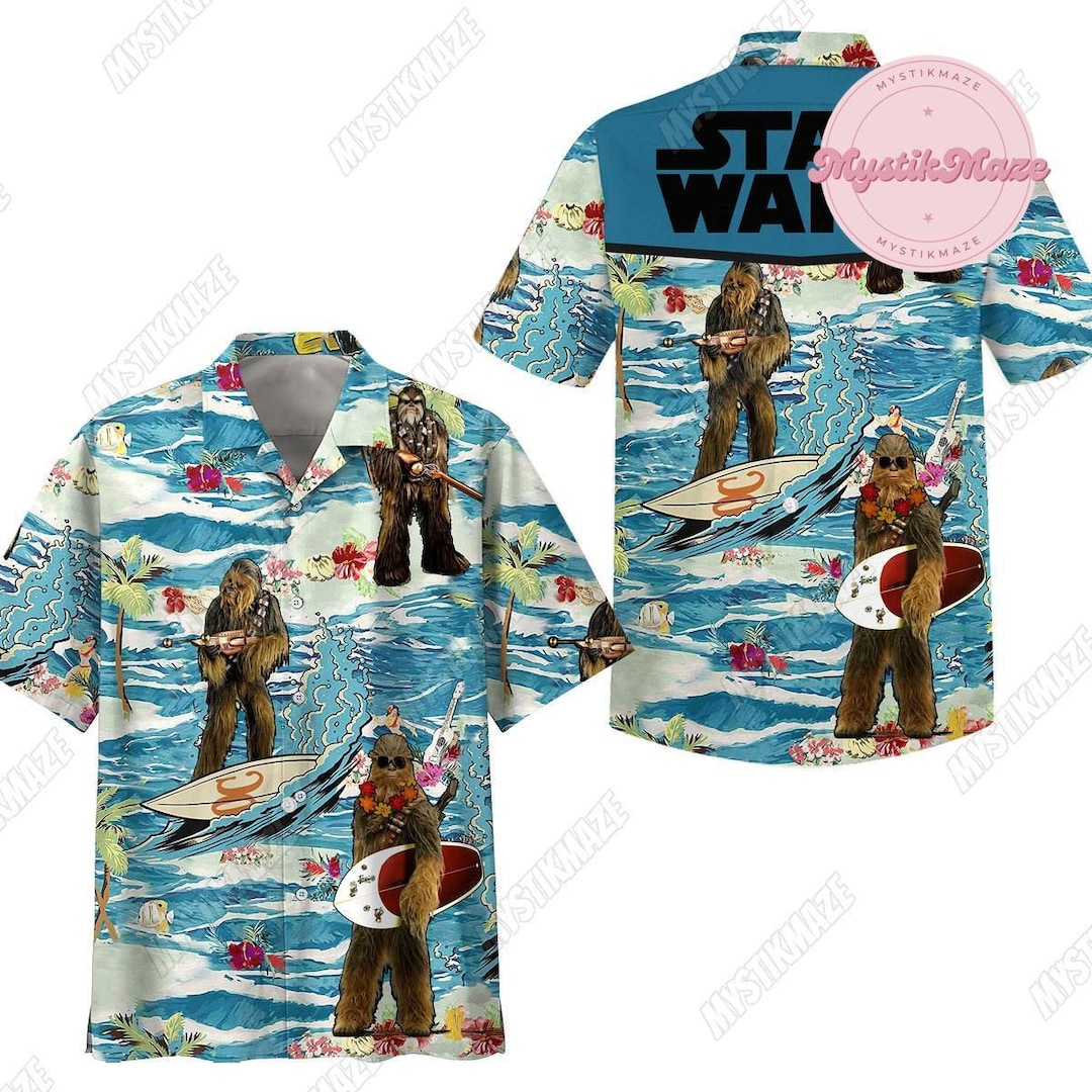 Star Wars Hawaiian Shirt, Chewbacca Button Shirt, Star Wars Summer ...