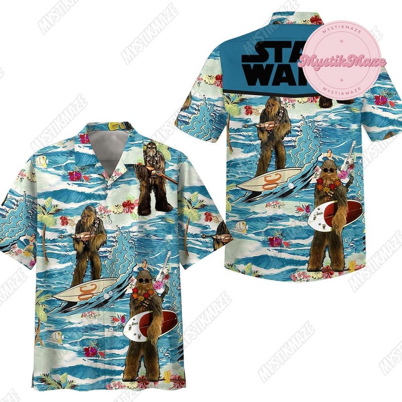 Star Wars Hawaiian Shirt, Chewbacca Button Shirt, Star Wars Summer ...