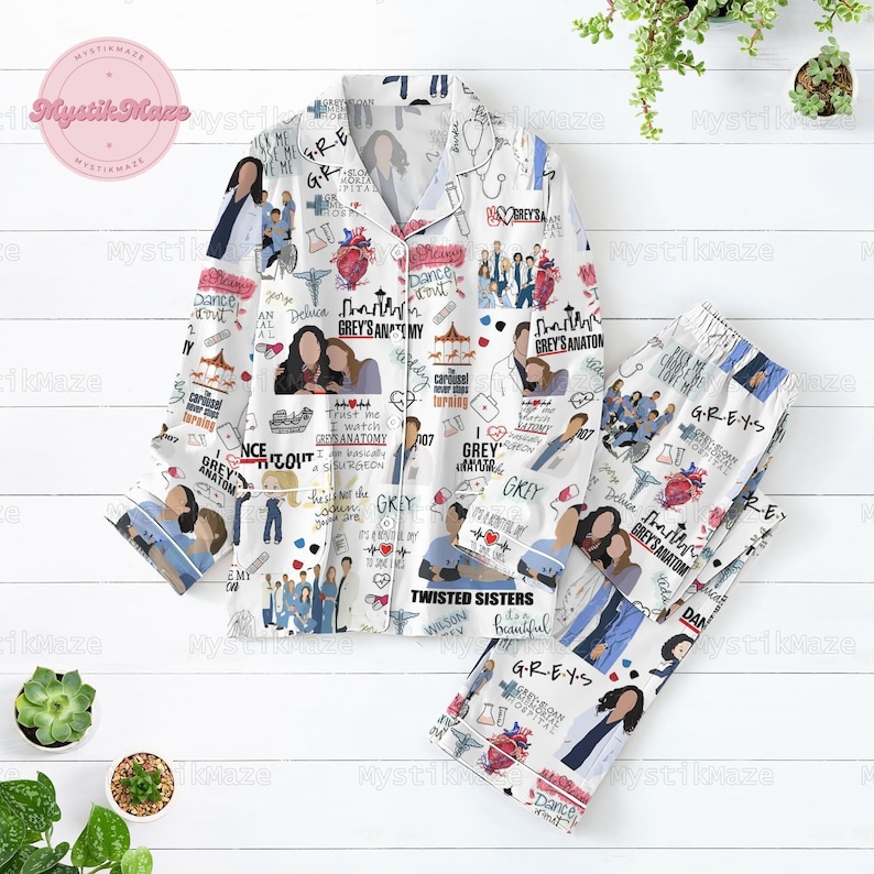 Grey Anatomy Pajamas Set, Grey Anatomy Womens Pajamas, Grey Anatomy ...
