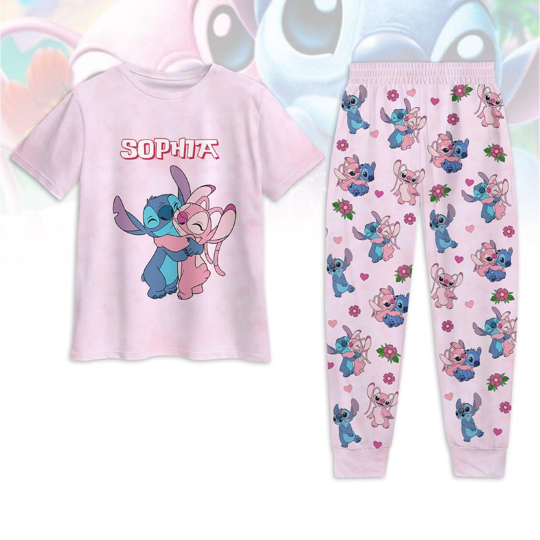 Personalized Stitch and Angel Pajamas Set, Disney Holiday Pajamas ...