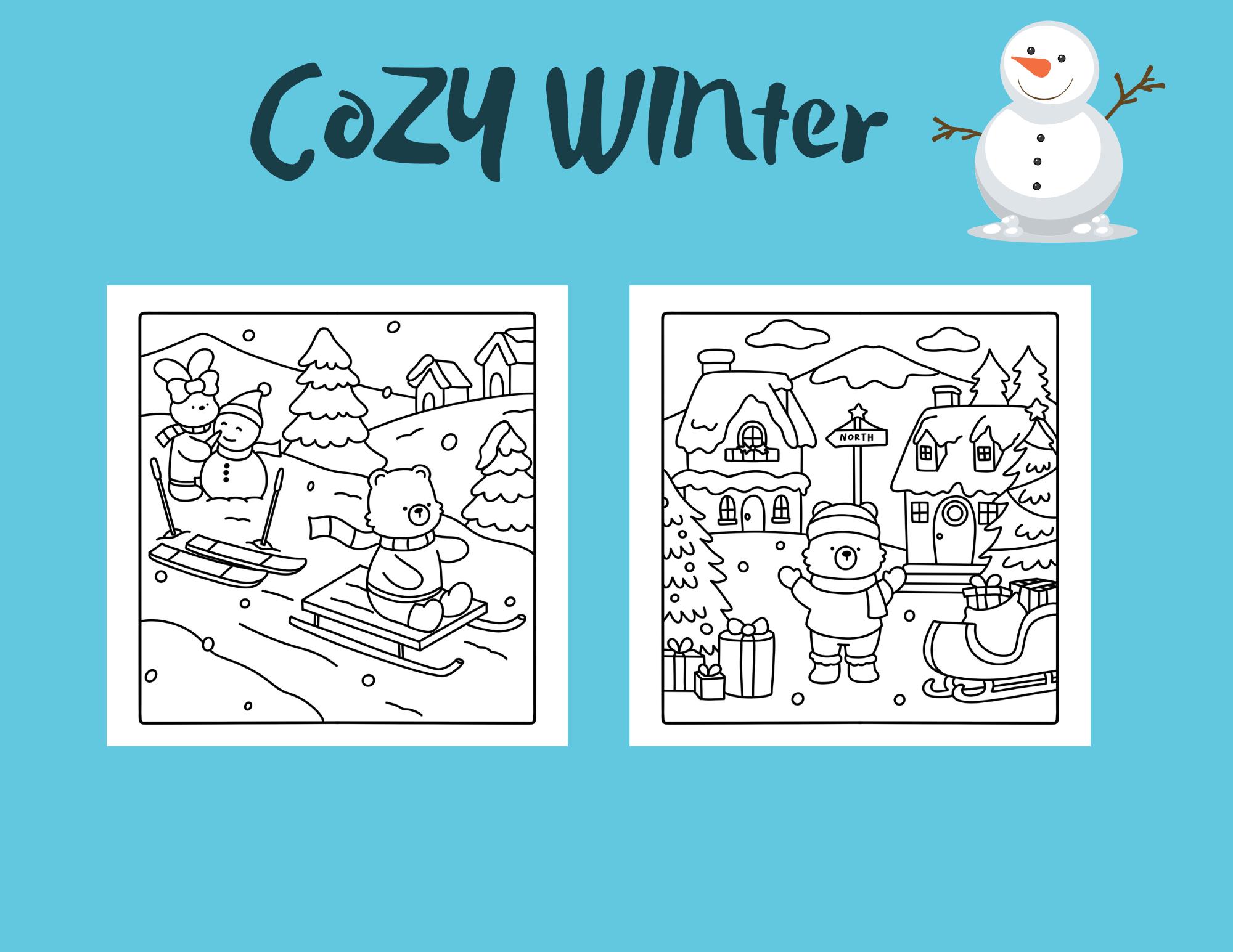 Winter Themed Christmas Coloring Pages - Etsy